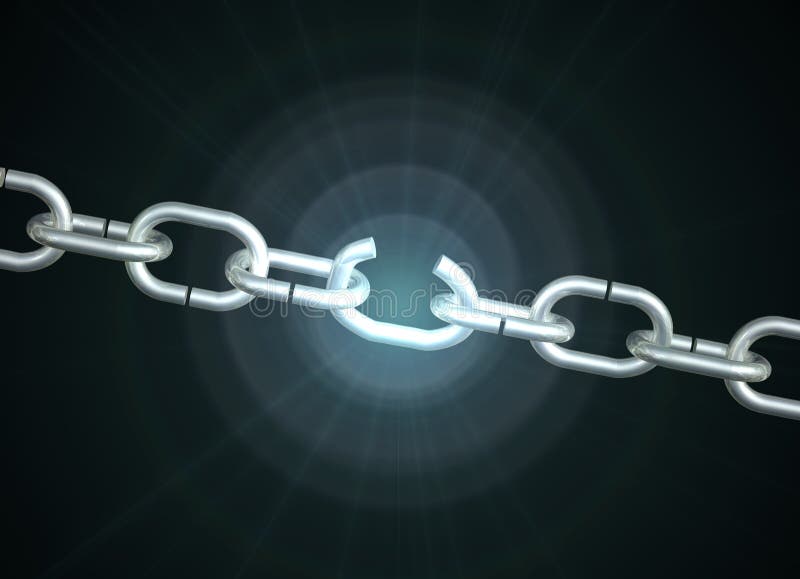 Steel Chain Link Reliabilityin Fire 3D. Teamwork Stock Illustration ...