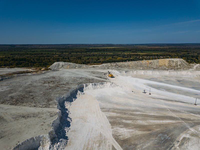 Open Chalky Quarry, Aerial View from Drone Stock Photo - Image of mover ...