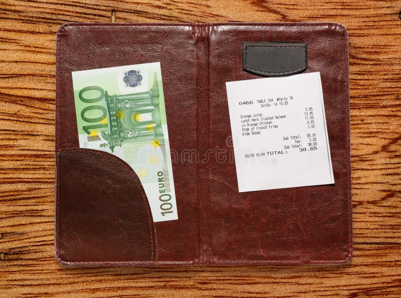 Open Check Folder with Bill and Euro Stock Photo - Image of commercial ...