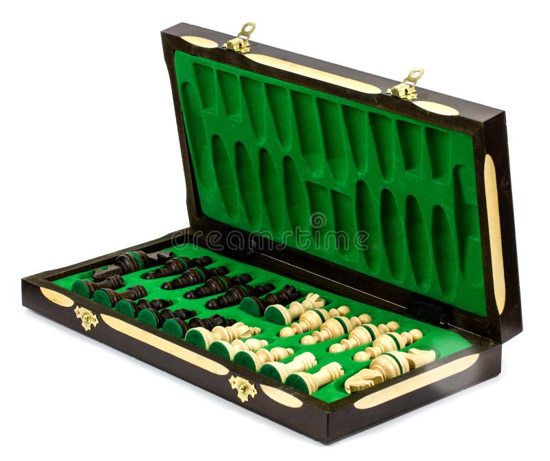 Open Chess Board with Chess Wooden Pieces Stock Photo - Image of play ...