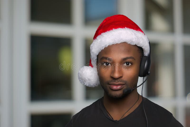 Christmas Customer Service Worker Stock Photo - Image of call ...