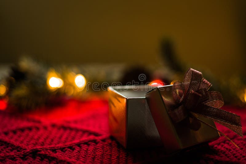 Open Christmas White Gift Box with Ray of Magic Light on Wood Desk ...