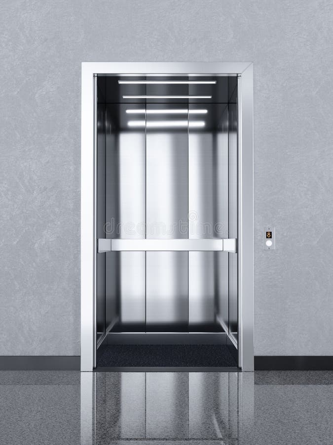 Open Chrome Metal Office Building Elevator Stock Illustration ...