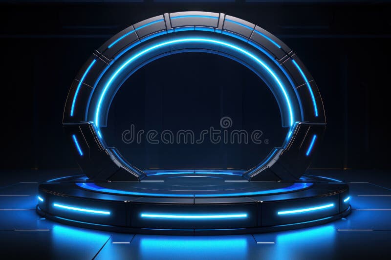 An Open Circular Platform for Product Display, with a Blue Color Scheme ...