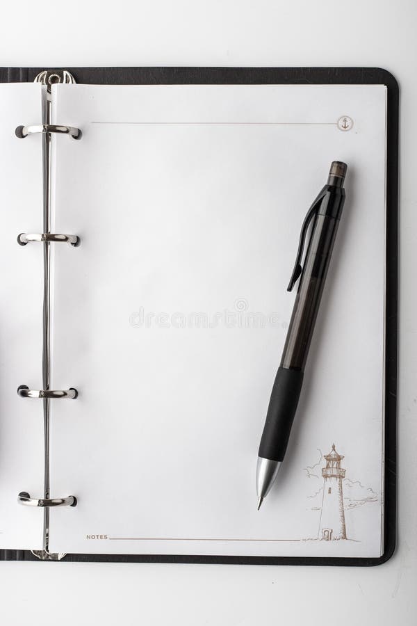 Open Clear Notebook and Pen Vertical Stock Image - Image of writing ...