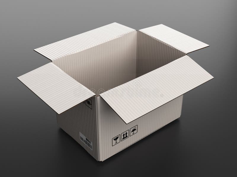 Clear Cardboard Box 3d Render on White Stock Illustration ...
