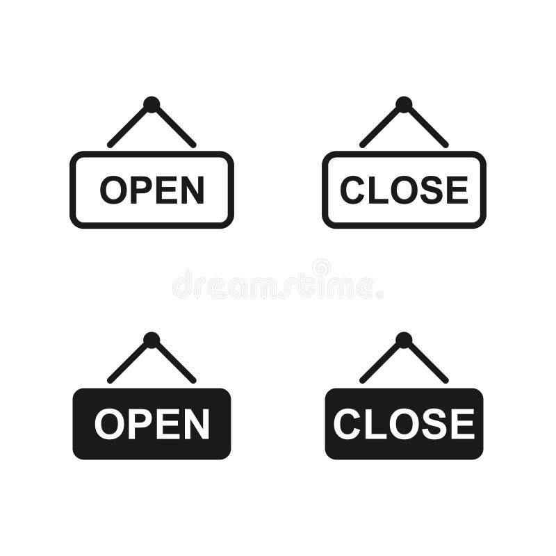 Open and Close Banner Icon Flat Style Isolated on White Background ...