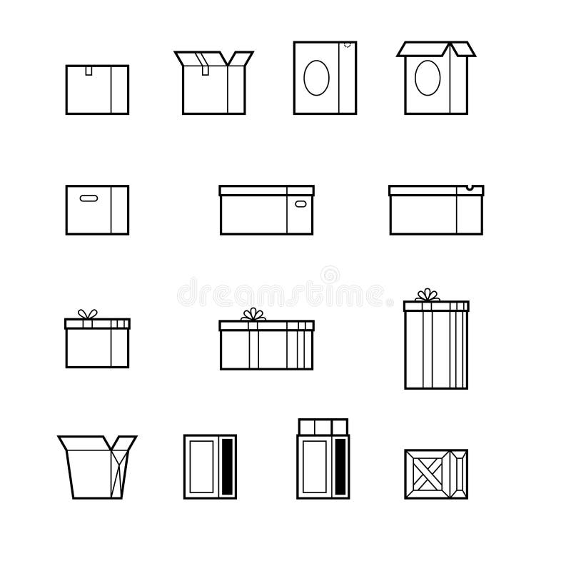 Open and close boxes set stock vector. Illustration of contour - 89478196