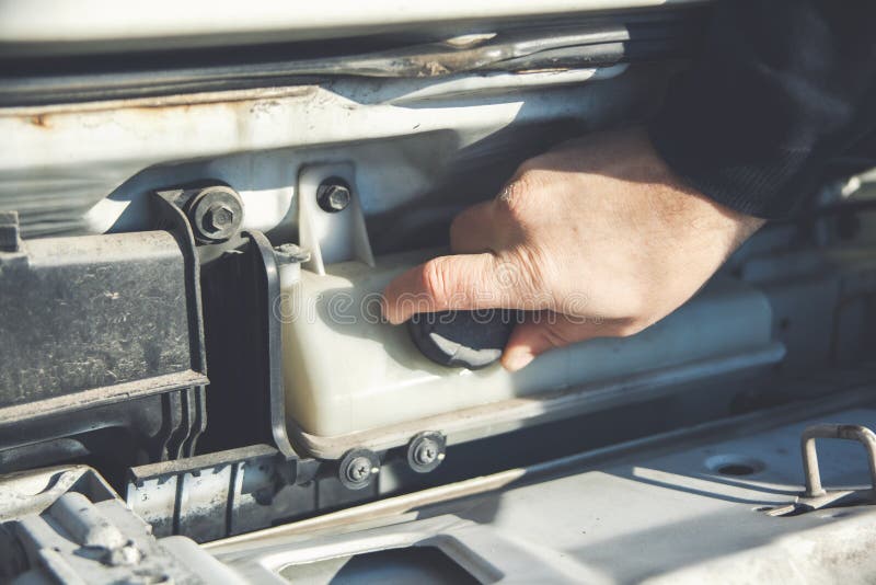 Open and Close Car Coolant Reservior Cap Stock Image - Image of engine ...