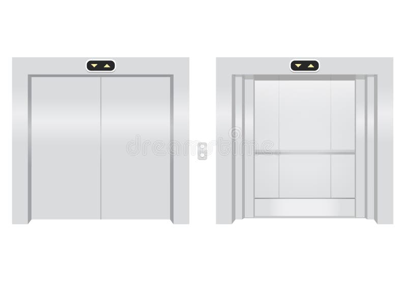 Open and Close Elevators. Realistic Vector Illustration Stock Vector - Illustration of ...