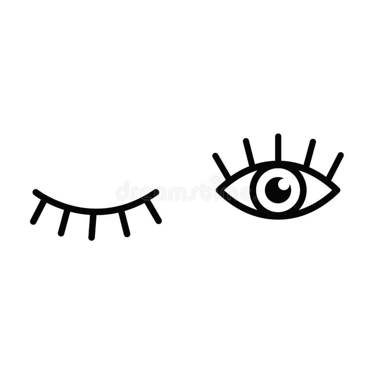 Open and Close Eyes Icon Black Vector Stock Vector - Illustration of ...
