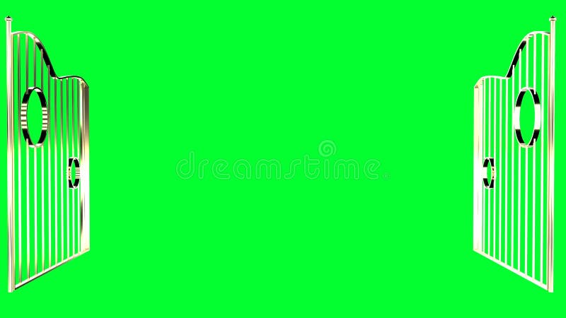 Gate Open in Movement Green Screen 3D Rendering Animation - Green ...