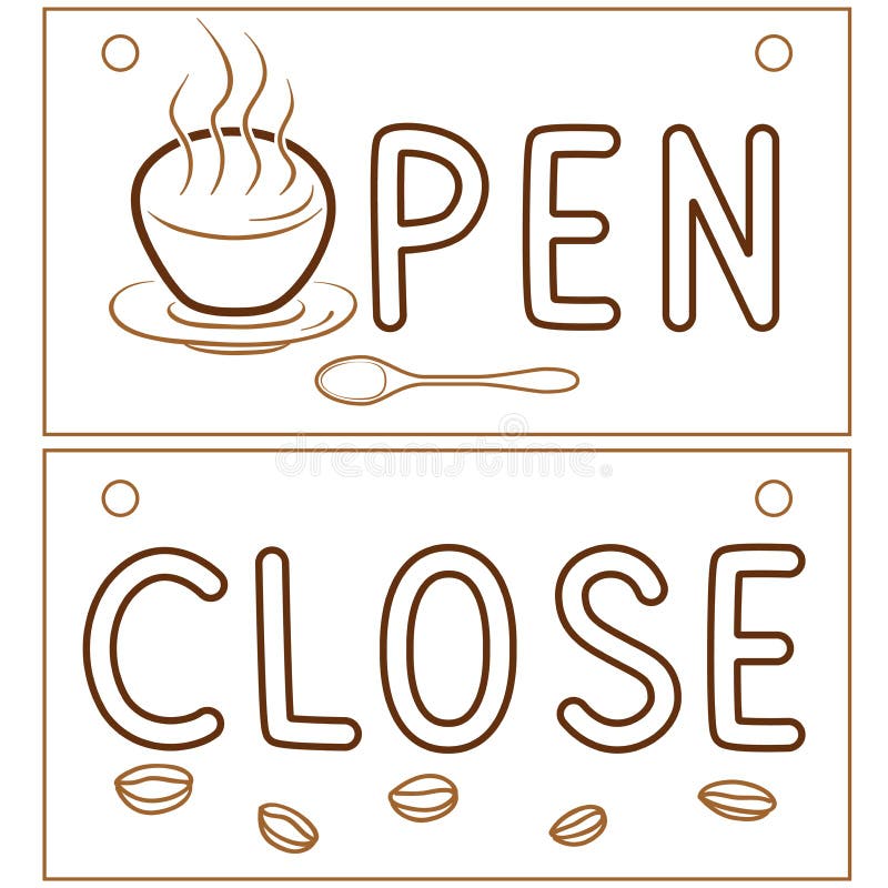 Open Close Information Banner for Cafe Door. Restaurant Message ...