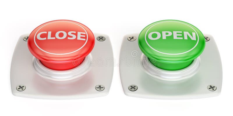 Open and Close Push Button, 3D Rendering Stock Illustration ...