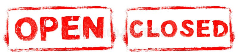 Red Stencil Frame: Open Closed Banner Stock Illustration - Illustration ...