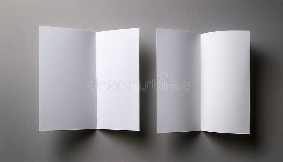 Open and Closed Blank Brochures on Soft Grey Background, Showcasing ...