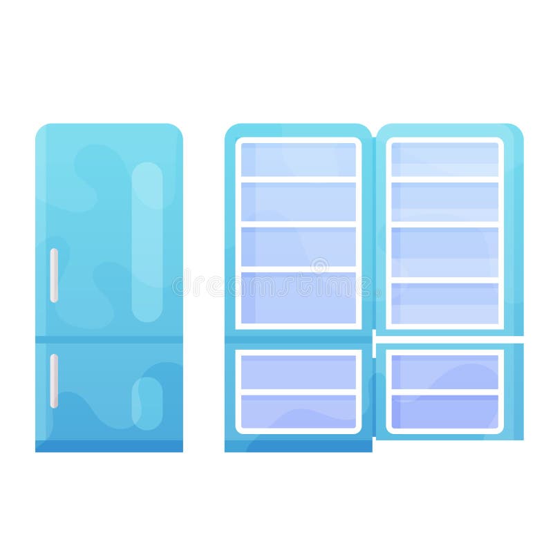 Open and Closed Blue Refrigerator Vector Flat Illustration Stock Vector ...