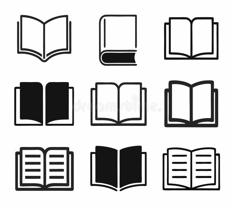 Open Closed Book Icons Reading Education Library Knowledge Symbols ...