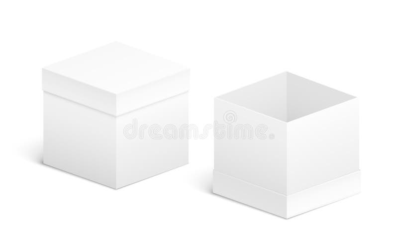 Open and Closed Box Design. White Objects on White Background. Vector ...