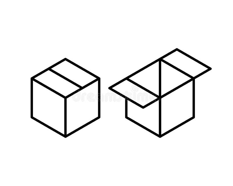Open Box White Outline Cartoon Stock Illustrations – 745 Open Box White ...