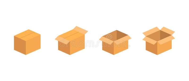 Open and Closed Boxes Vector Set. Cardboard Box Mockups. Carton ...