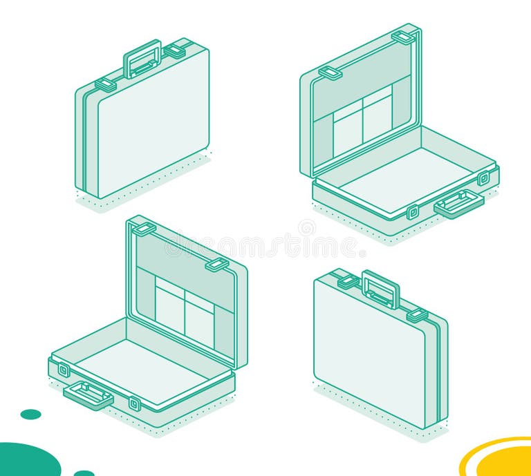 Open and Closed Briefcase with Handle on White Background. Isolated ...