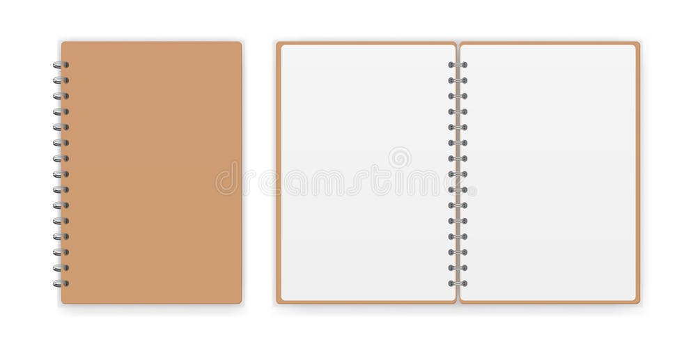 Open and Closed Brown Notepad or Notebook with Spiral Stock Vector ...