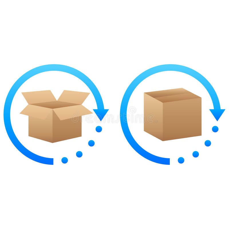 Open and Closed Cardboard Box Template. Round-the-clock Delivery Stock ...
