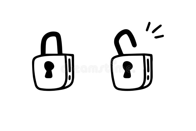 Open Closed Doodle Lock. Hand Drawn Sketch Style. the Concept of Lock ...