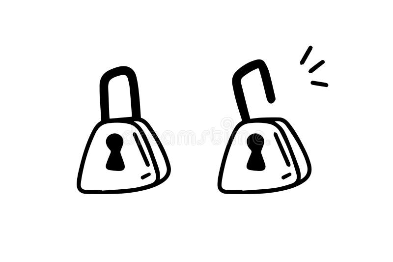 Open Closed Doodle Lock. Hand Drawn Sketch Style. the Concept of Lock ...