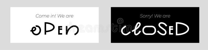 Open and Closed Door or Window Signboards. Rectangular Boards for ...