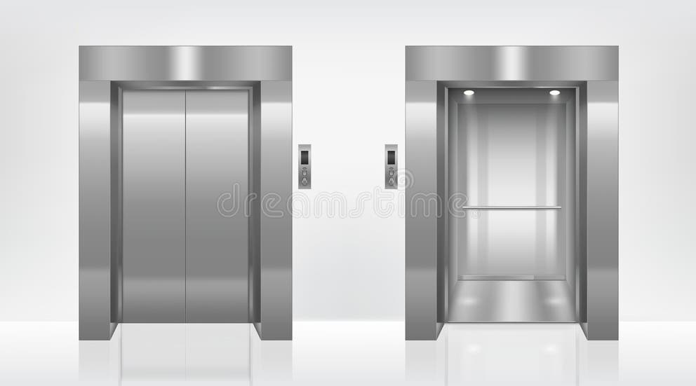 Open Chrome Metal Elevator Doors Stock Illustrations – 183 Open Chrome ...