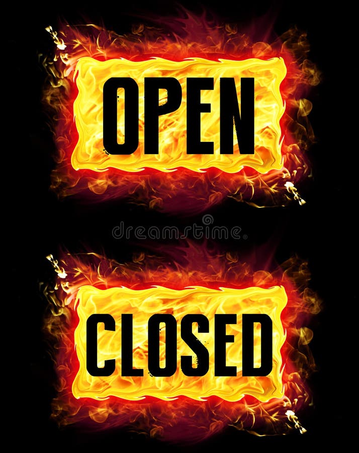 Open Closed Fire Banners stock illustration. Illustration of black ...