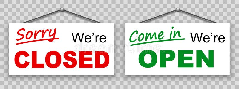 Open and Closed Hanging Signboard with Shadow - Vector Stock Vector ...