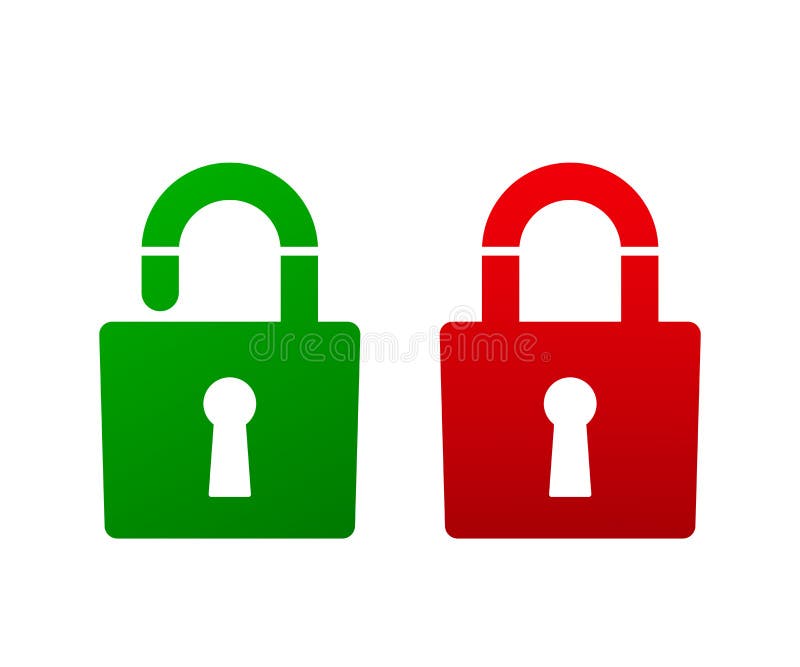 Open and Closed Lock. Icon in a Flat Style. Protection Concept Stock ...