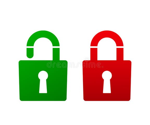 Open and Closed Lock. Icon in a Flat Style. Protection Concept Stock ...