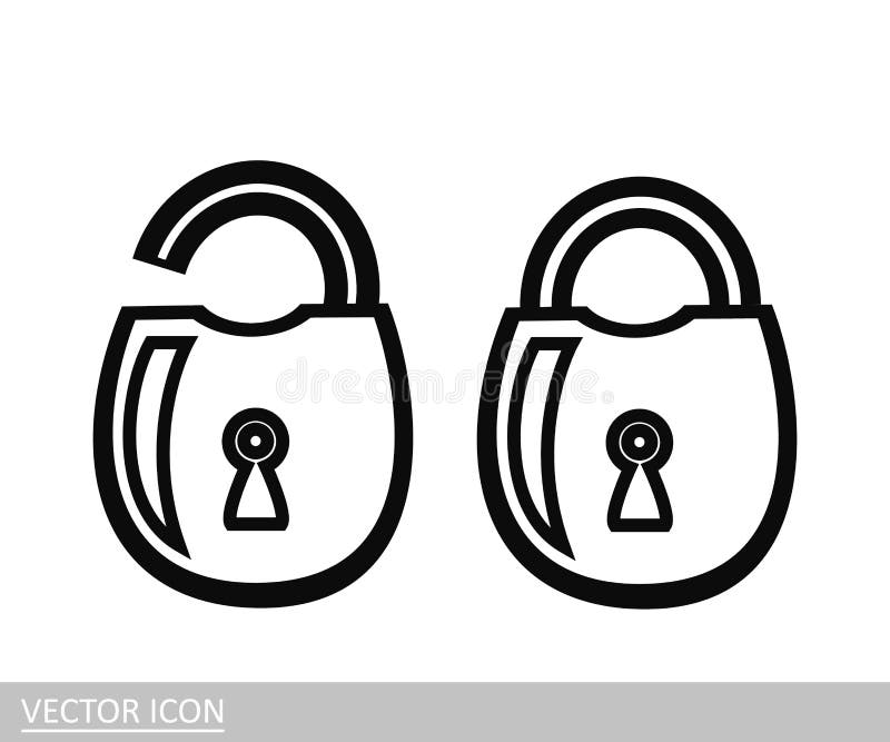 Open and Closed Lock. Icon in a Line Design Style. Stock Vector ...