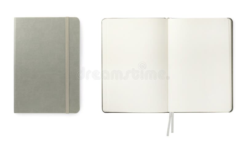 Open and Closed Notebooks on White Background, Top View. Banner Design ...