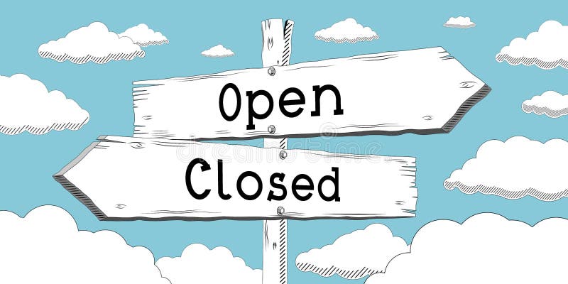 Open or Closed - Outline Signpost with Two Arrows Stock Illustration ...