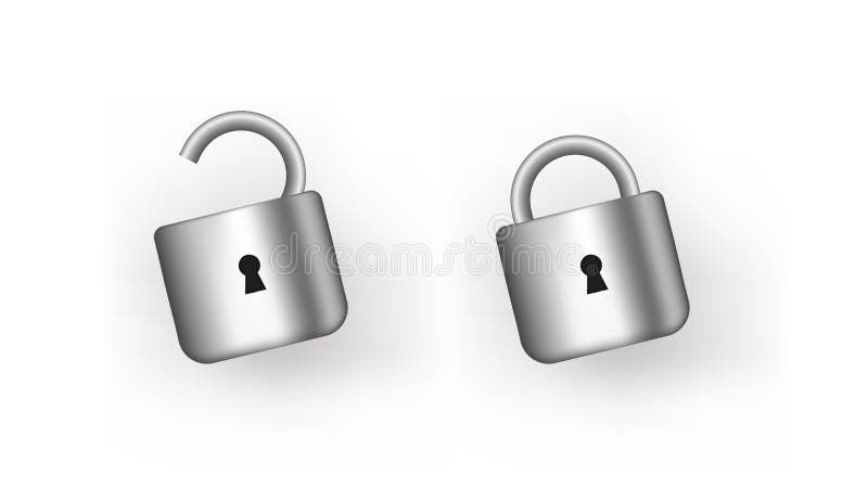 Open and Closed Padlock. Security Protection and Data Unlocking by User ...