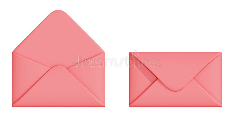 Open and Closed Pink Envelopes Side by Side Stock Illustration ...