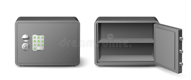 Open and Closed Safe. Realistic Steel Armored Box for Valuables, Money ...