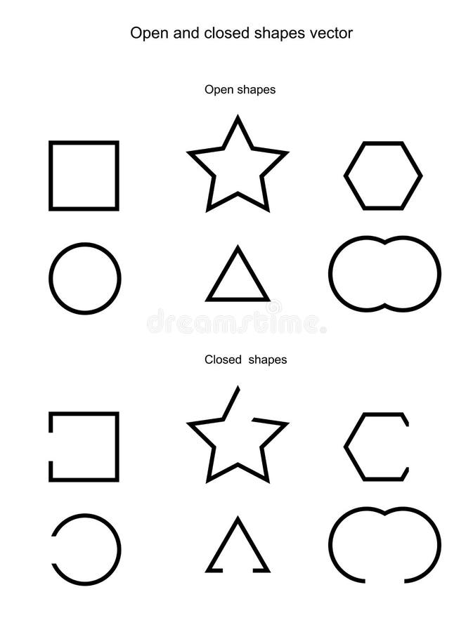 Open and Closed Shapes Vector Stock Vector - Illustration of primary ...