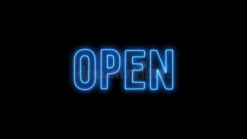 Open and Closed Sign with a Black Background, the Sign Flashes and ...