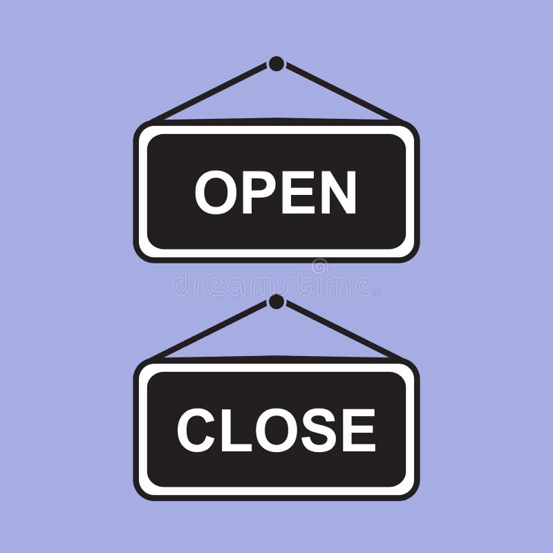 Open and Closed Sign Board Hanging. Vector Icon Stock Illustration ...