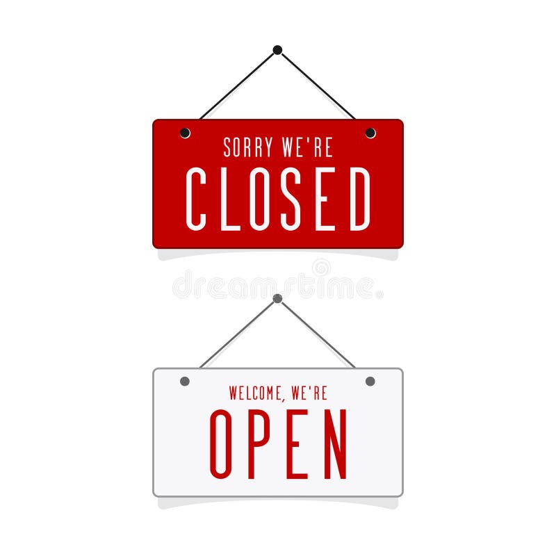 Open and closed sign stock illustration. Illustration of signboard ...