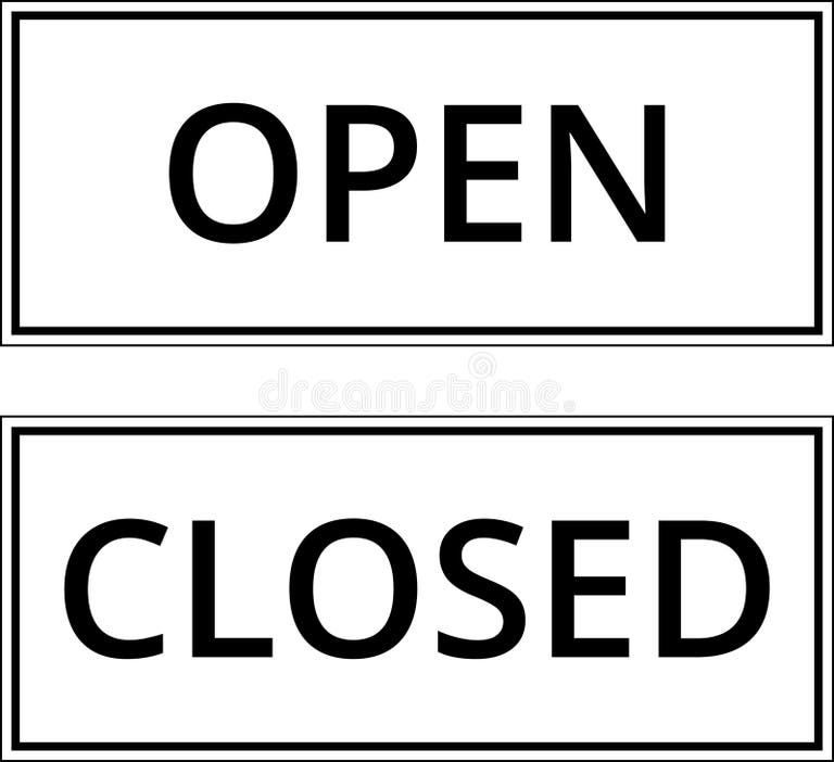 Open and Closed Sign Vector for Print or Web Stock Illustration ...