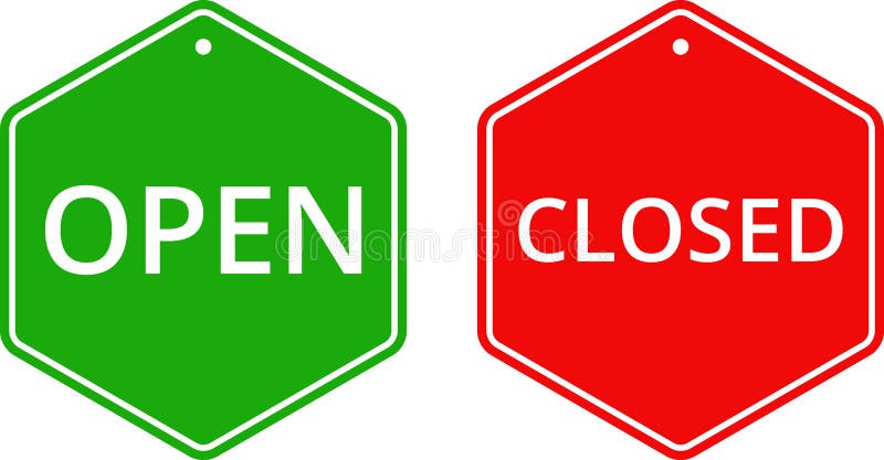 Open and Closed Sign Vector for Print or Web Stock Vector ...