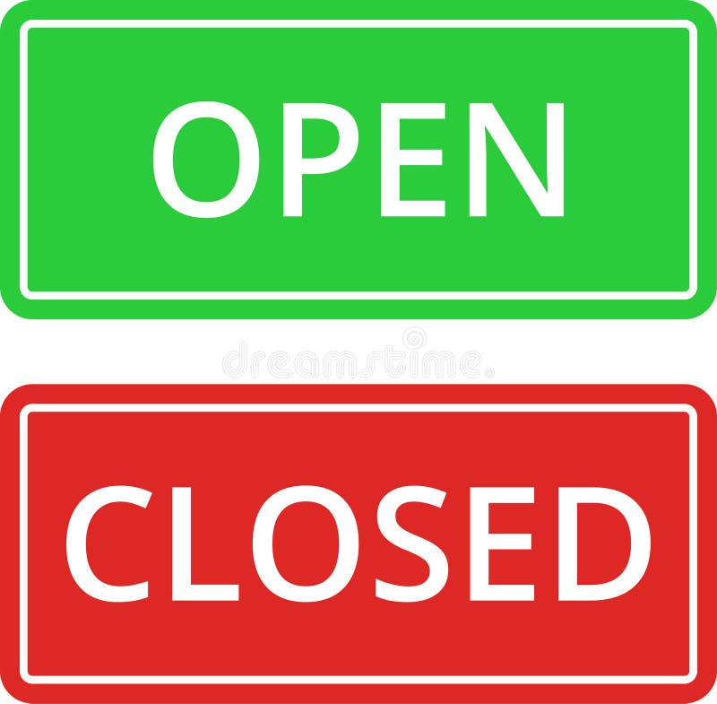 Open and Closed Sign Vector for Print or Web Stock Vector ...
