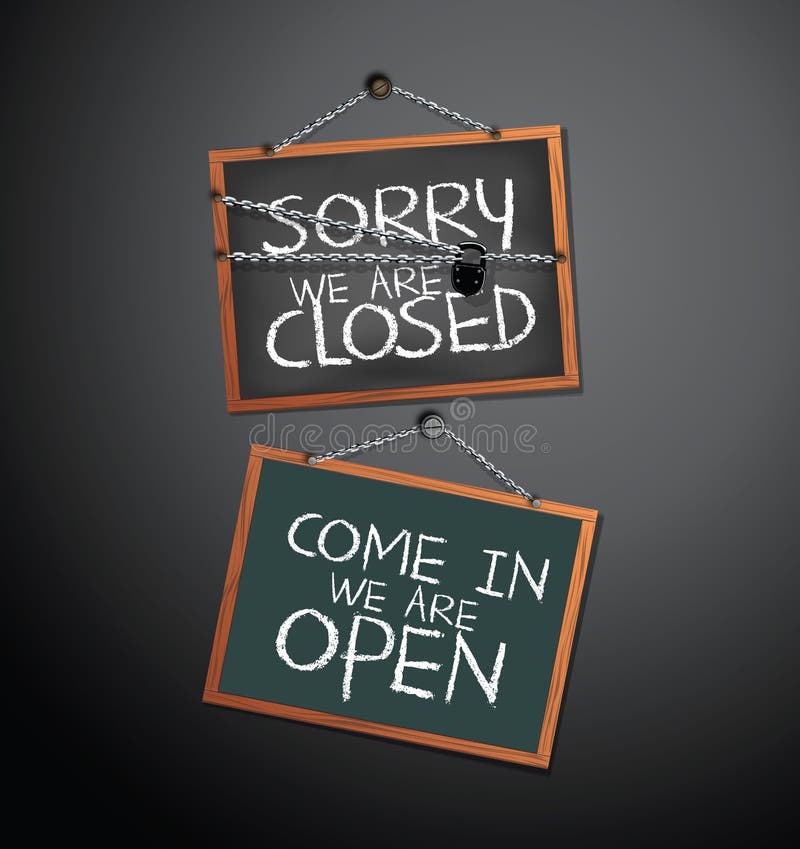 Sorry we Re Closed Hanging Sign Store Closure Stock Illustration ...